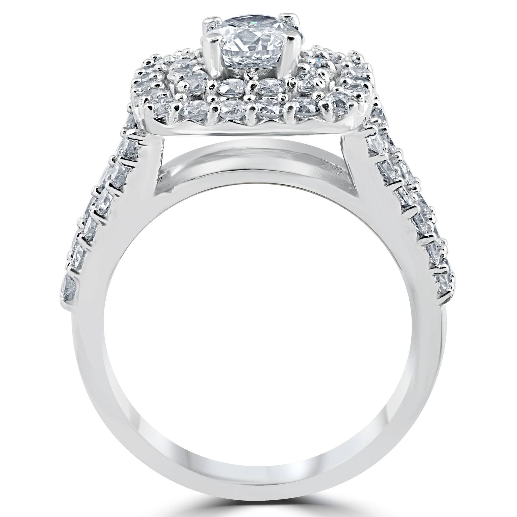 3 ct Diamond Engagement Wedding Cushion Halo Ring Set 10k White Gold - Size 9