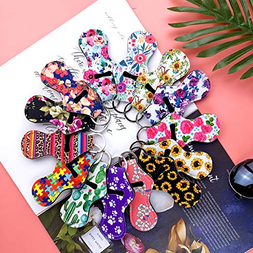 KPX 15Pcs Chapstick Holder Keychain, Lip Balm Holder Chapstick Keychain Holder Bulk for Lipstick Chapstick Tracker Safeguard (Style 2)