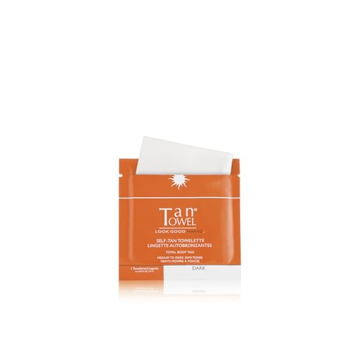 TanTowel Full Body Tan Towelettes - 5 Pack, Dark, 0.5 Fl Oz (Pack of 5)