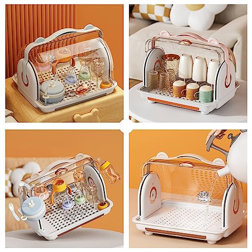 Baby Bottle Drying Rack, Baby Bottle Drying Rack with Cover, Drying Rack for Baby Bottles Accessories, Portable Bottle Drying Rack, Bottle Drying Rack Container with Drainer, for Home, Kitchen
