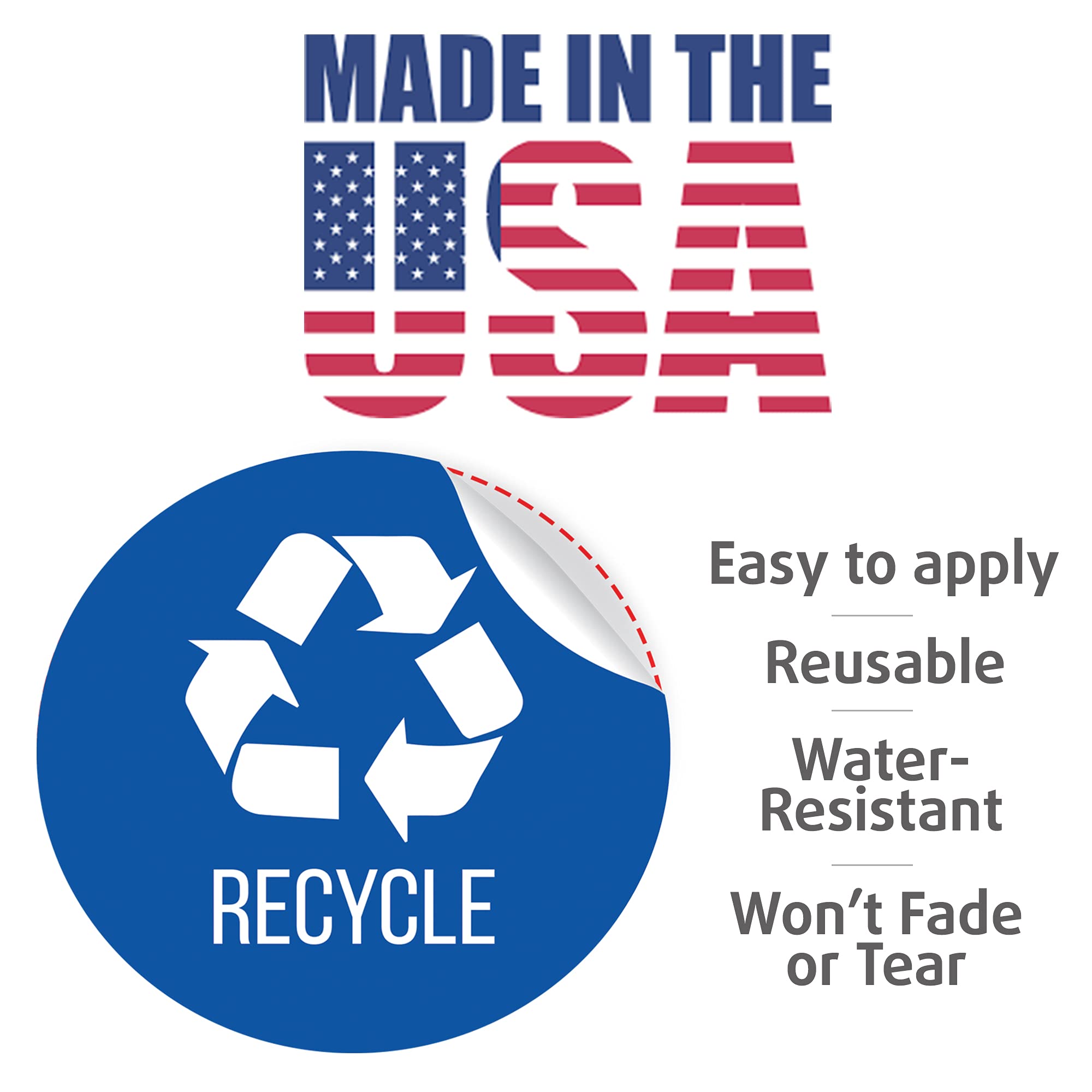 iTouchless Trash Stickers Premium Vinyl Decals for Trash Can; 3" Round Waterproof, Reusable (Set of 3); Indoor/Outdoor