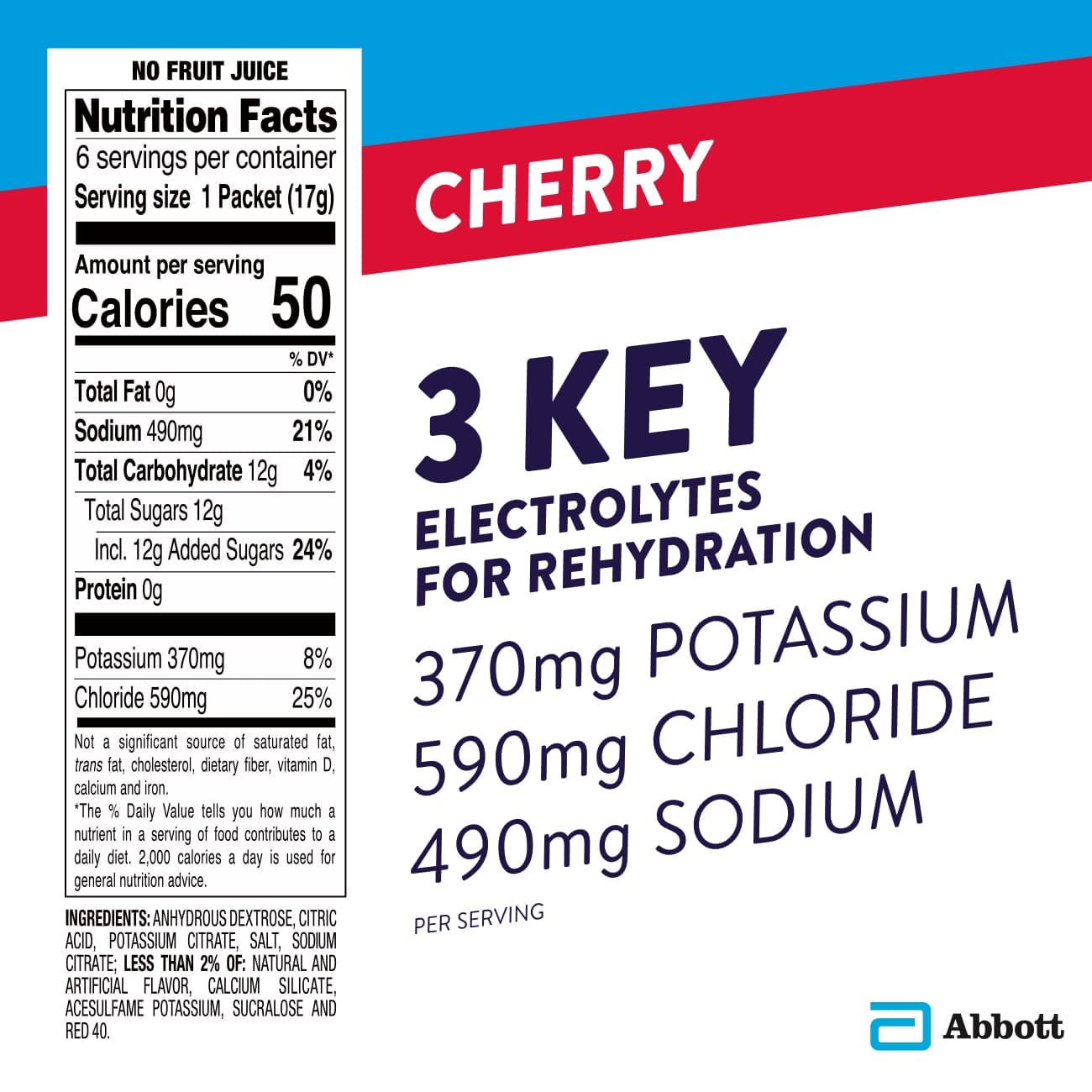 Pedialyte Electrolyte Powder Packets, Cherry, Hydration Drink, 100 Single-Serving Powder Packets