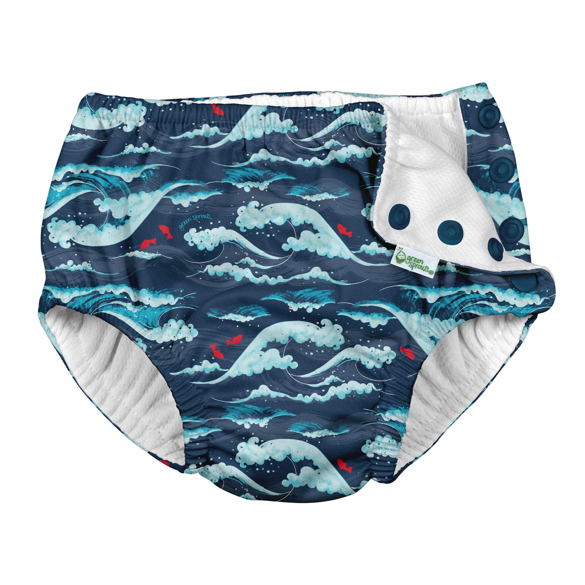 i Play Boys Reusable Absorbent Baby Swim Diapers Navy Tidal Waves 12 Months