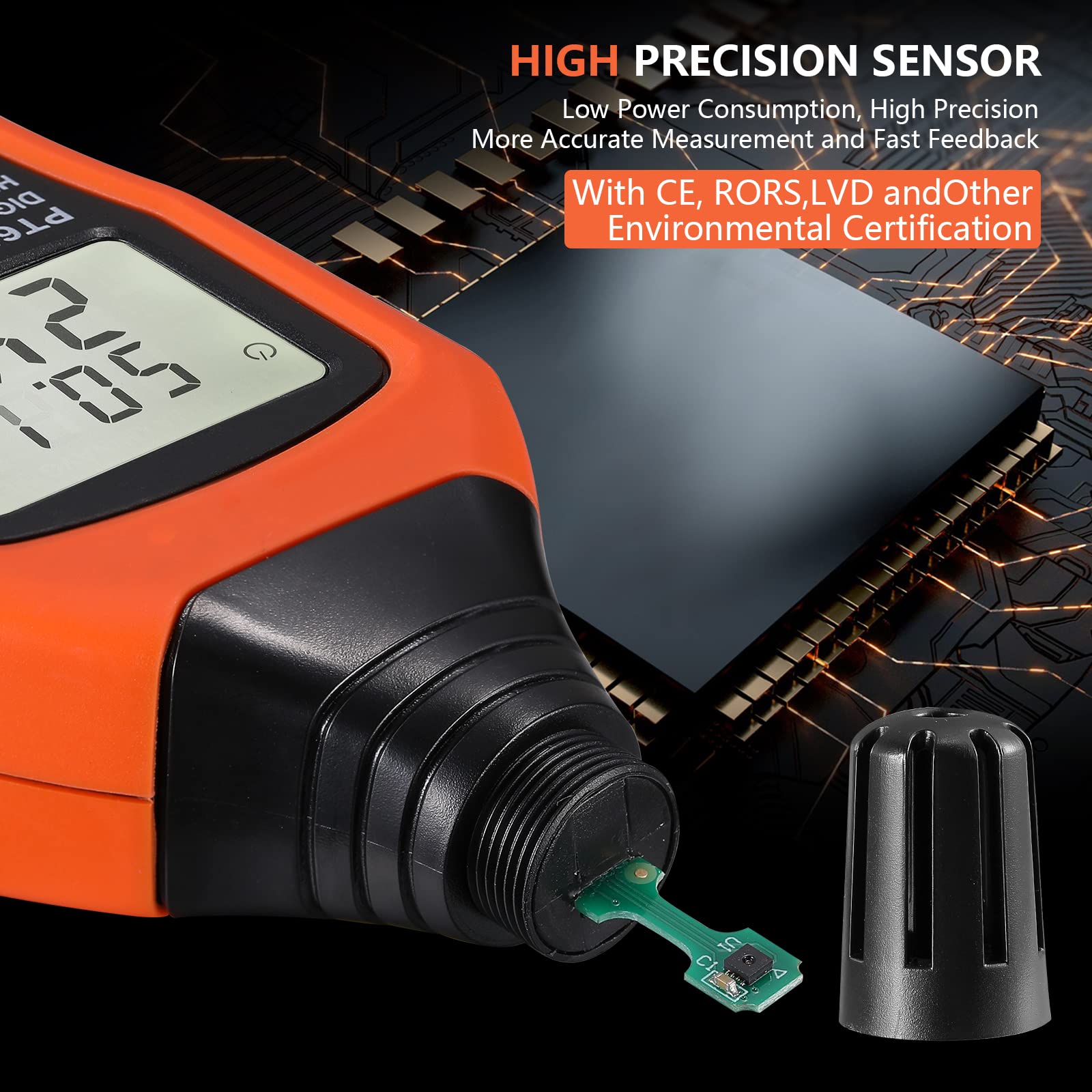 BROAIMX Digital Psychrometer Thermo-Hygrometer with Backlight, PT6508 Temperature and Humidity Meter Thermometer Hygrometer with Dew Point and Wet Bulb Temperature, 4*AAA Batteries Included
