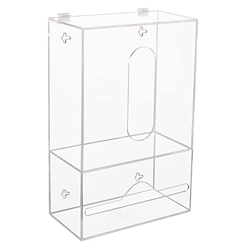 Aphbrada Trash Bag Dispenser Roll Holder for Plastic Bag, 2 in 1 Acrylic Garbage Bag Dispenser Organizer Holder for Cabinet, Wall Mount Kitchen Trash Can Liner Holder for Grocery Bag, Clear