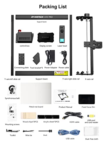 ATOMSTACK A10 pro 50W DIY Laser Cutter and Engraver Machine, 10W Output Power, Eye Protection Compressed Spot 11000mm/min Diode Laser Engraving for Metal and Wood, 410x400mm