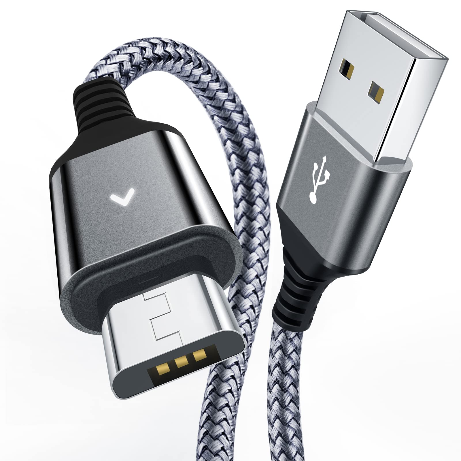 JIUWFOX Micro USB Android Charger Cable [2-Pack 4ft+6ft], Light Up Micro USB Charging Cable for Samsung Galaxy S7 Edge S6 S5 J7 J7V J5 J3, Moto E6 E5 E4, LG K40 K20, Xbox, PS4
