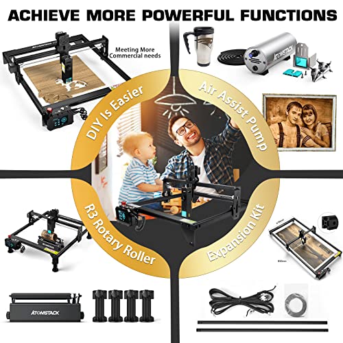 ATOMSTACK A5 Pro Commercial Laser Engraver, 40W Laser Engraving Machine with 5.5W Fixed-Focus Diode Compressed Spot & CNC Laser Cutter with 410X400mm Working Space for Metal, Wood, Acrylic, Leather