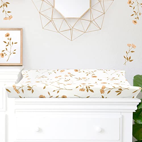 Changing Pad Cover, 2 Pack Changing Table Cover for Baby Boys Girls, Jersey Knit Soft Diaper Changing Pad Cover, Changing Table Sheets, Retro Brown Flower