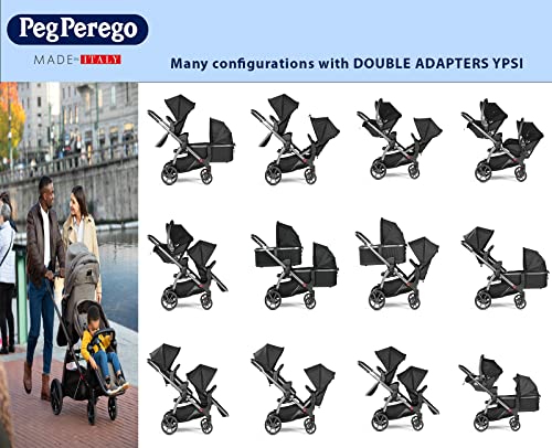 Peg Perego Ypsi Travel System - Includes Ypsi Lightweight Reversible Stroller and Primo Viaggio 4-35 Nido Infant Car Seat - Made in Italy - Atmosphere (Grey)
