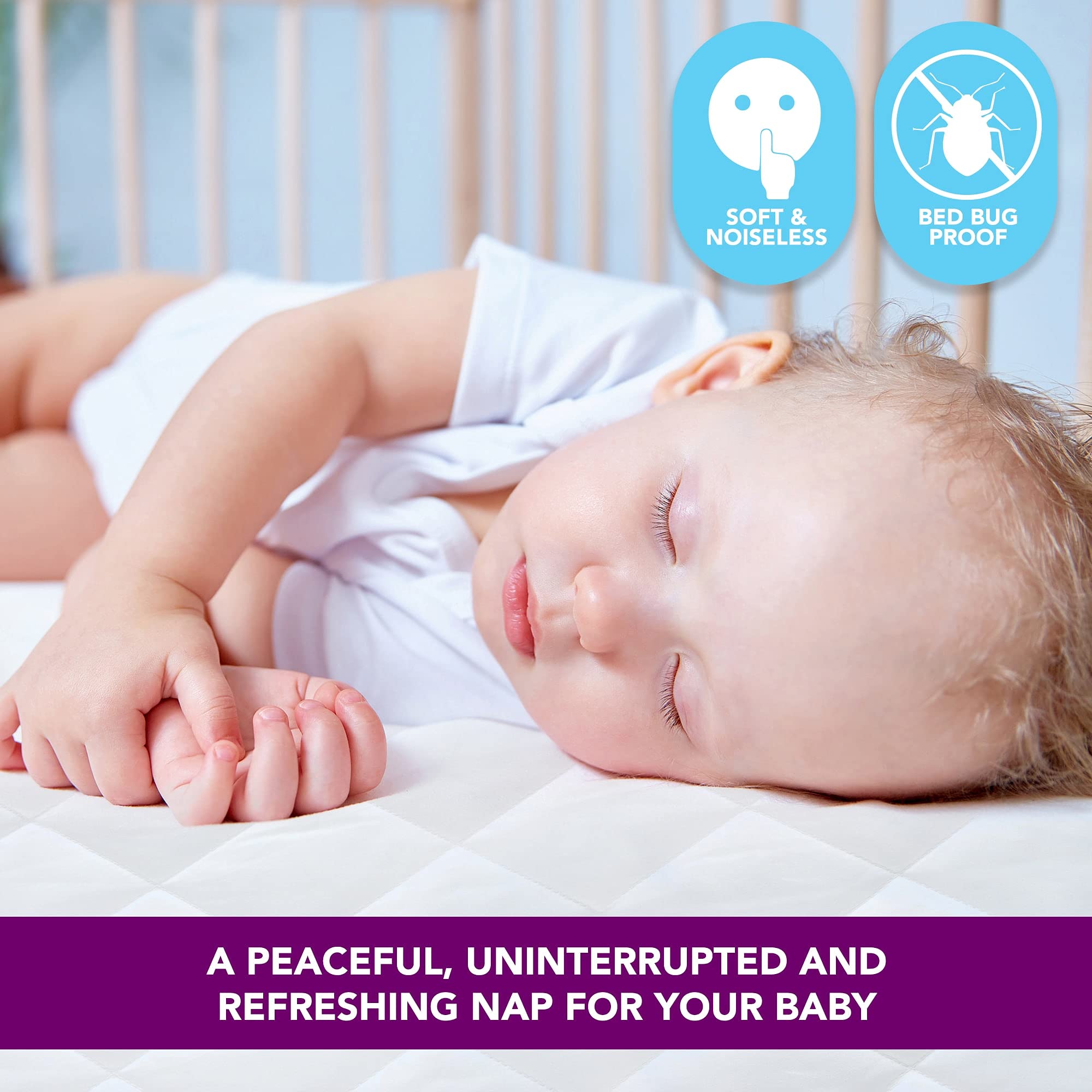 VENNETI Crib Mattress Cover - Cotton Waterproof Mattress Protector - Premium Quality Hypoallergenic and Breathable Fabrics - Soft and Comfortable - Standard Dimension (Portable Crib)