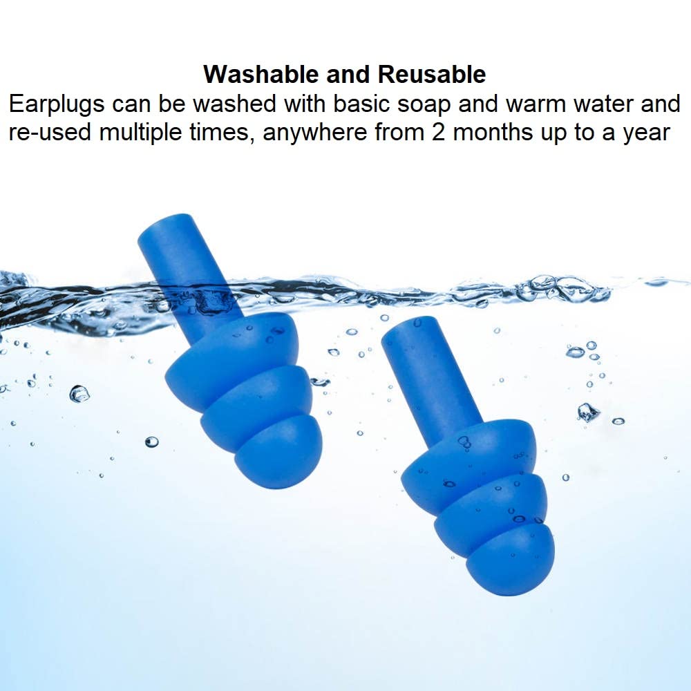 50 Pair Soft Silicone Reusable Washable Ear Plugs for Sleeping Swimming Noise Hearing Protection Earplugs Music Concerts Construction Shooting Hunting Motor Sports