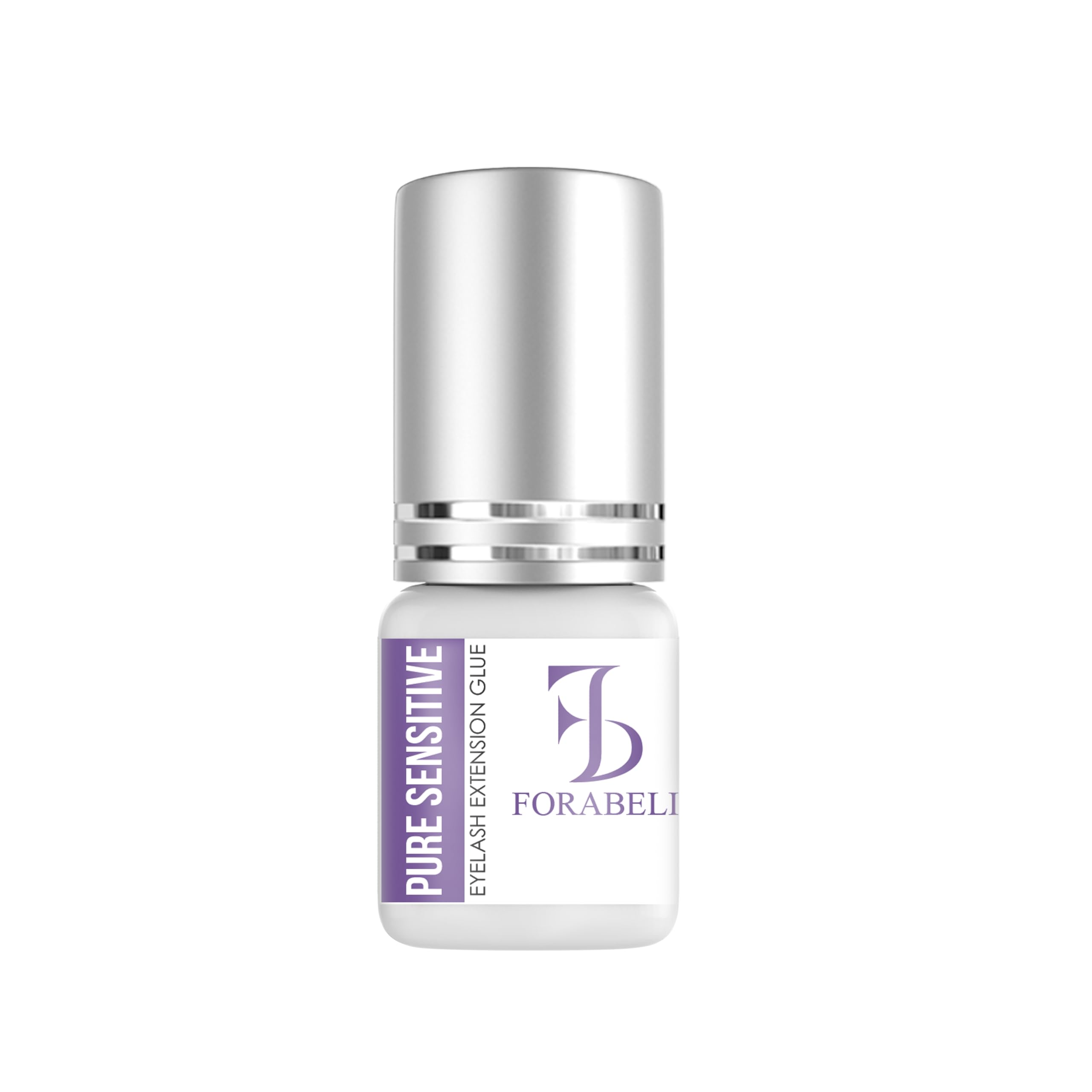 Forabeli Pure Sensitive Eyelash Glue 5ml - 7-8 Sec Drying Time, 3-4 Weeks Retention, Black Adhesive, No Fume, No Irritation