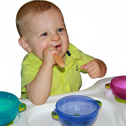Baby Bowls and Matching Lids - Suction Cup Bowls for Babies, Toddlers & Infants - Set of 3 Sizes - 6 Pieces