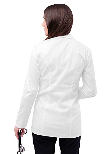 Adar Universal Stretch Lab Coat for Women - 28" Tab-Waist Lab Coat - 3300 - White - S
