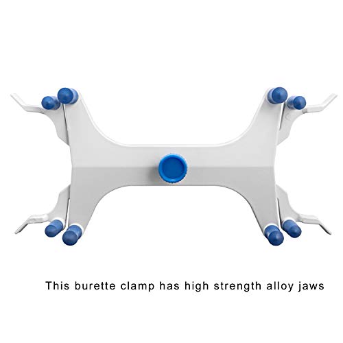 QWORK Double Burette Clamp, Adjustable Aluminum Clamp with High-Strength Alloy Jaws and Convenient Butterfly-Style Spring Load for Laboratory Applications