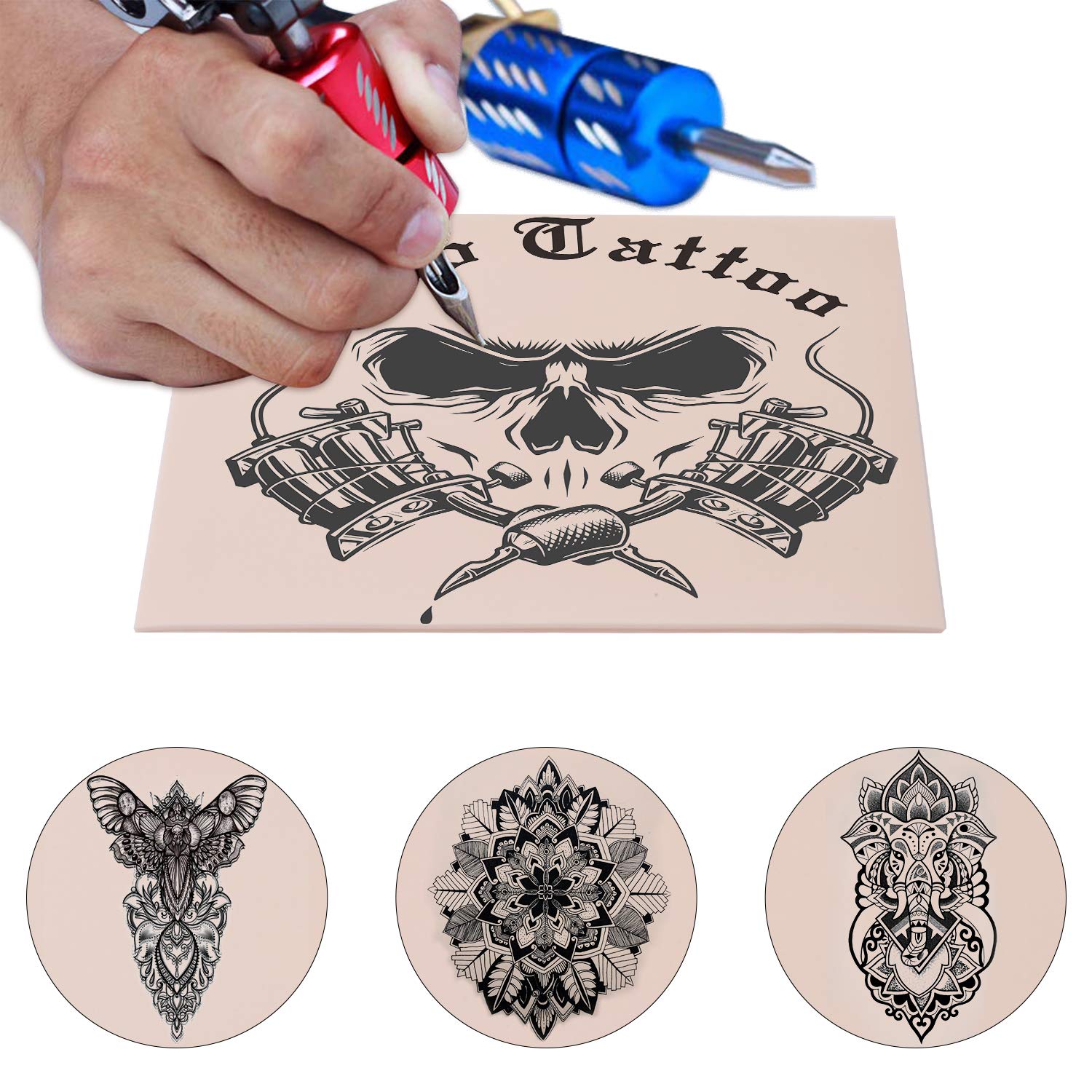 Blank Tattoo Skin, Gospire 10pcs 8x6in Double Sided Fake Eyebrow Tattoo Practice Skins for Beginners and Experienced Artists (Rubber Type)