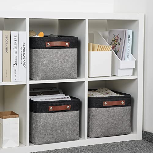 DULLEMELO Collapsible Bundle Baskets 3 Medium Baskets 15"x11"x9.5" + 6 Small Baskets 11.8"x7.9"x5.1"(Black&Gray)