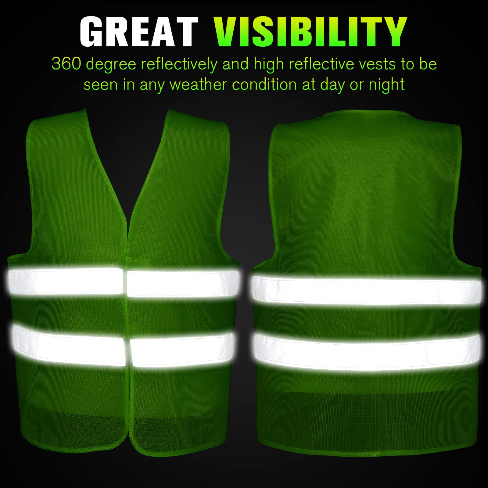 50 Pack Reflective Safety Vest in Bulk, High Visibility Mesh Vest with Reflective Strips Breathable Construction Vest for Men Women Cycling Runner Volunteer