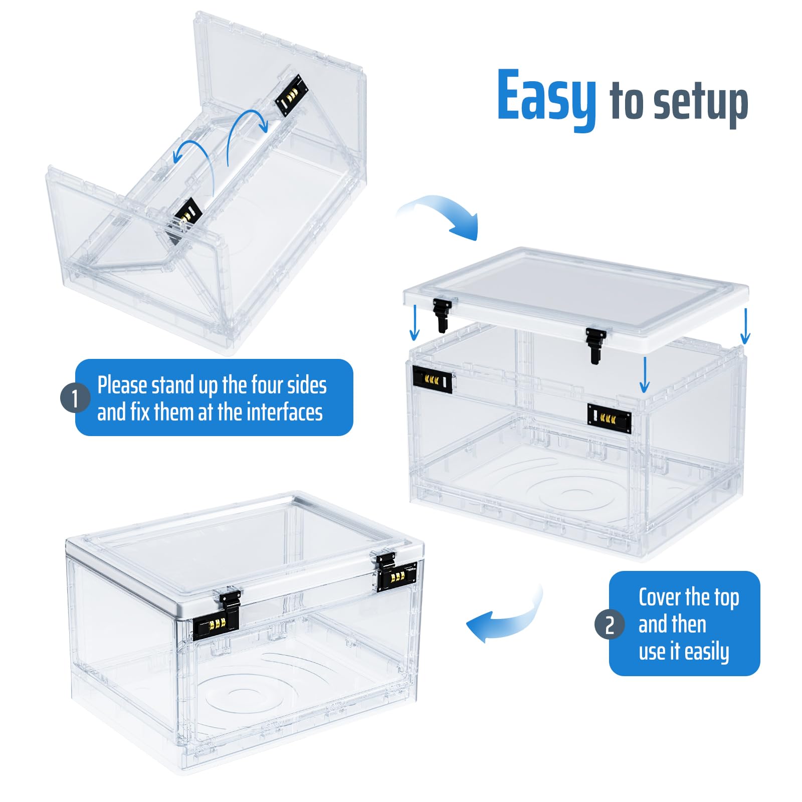 Large Lock Box for Medicines, Food, and Electronic Devices,Ideal for Locking Medications Safe, Files,Documents Organizer,Locked Up Cabinet and Office Storage in One Convenient Container (Clear)
