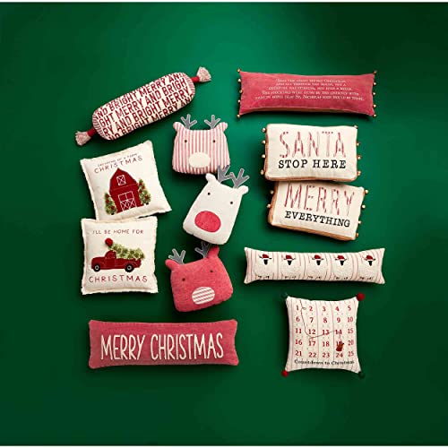 Mud Pie Night Before Long Pillow, 1 Count (Pack of 1), RED
