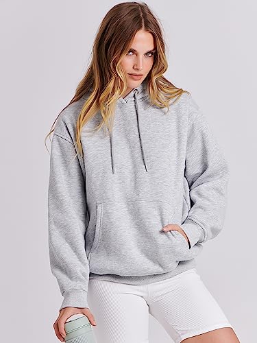 ANRABESS Women's Oversized Hoodies Fleece Casual Pullover Drawstring Long Sleeve Hooded Sweatshirts 2023 Fall Fashion Clothes Trendy Y2k Outfits for Teen Girls A1072huahui-S Heather Gray