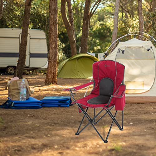 ARROWHEAD OUTDOOR Portable Folding Camping Quad Chair w/ 4-Can Cooler, Cup-Holder, Heavy-Duty Carrying Bag, Padded Armrests, Supports up to 330lbs, USA-Based Support