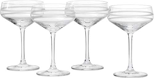 Crafthouse By Fortessa Professional Barware by Charles Joly, Etched Schott Zwiesel Tritan 8.8 oz Cocktail, Set of 4, 4 Count (Pack of 1), Coupe Glass
