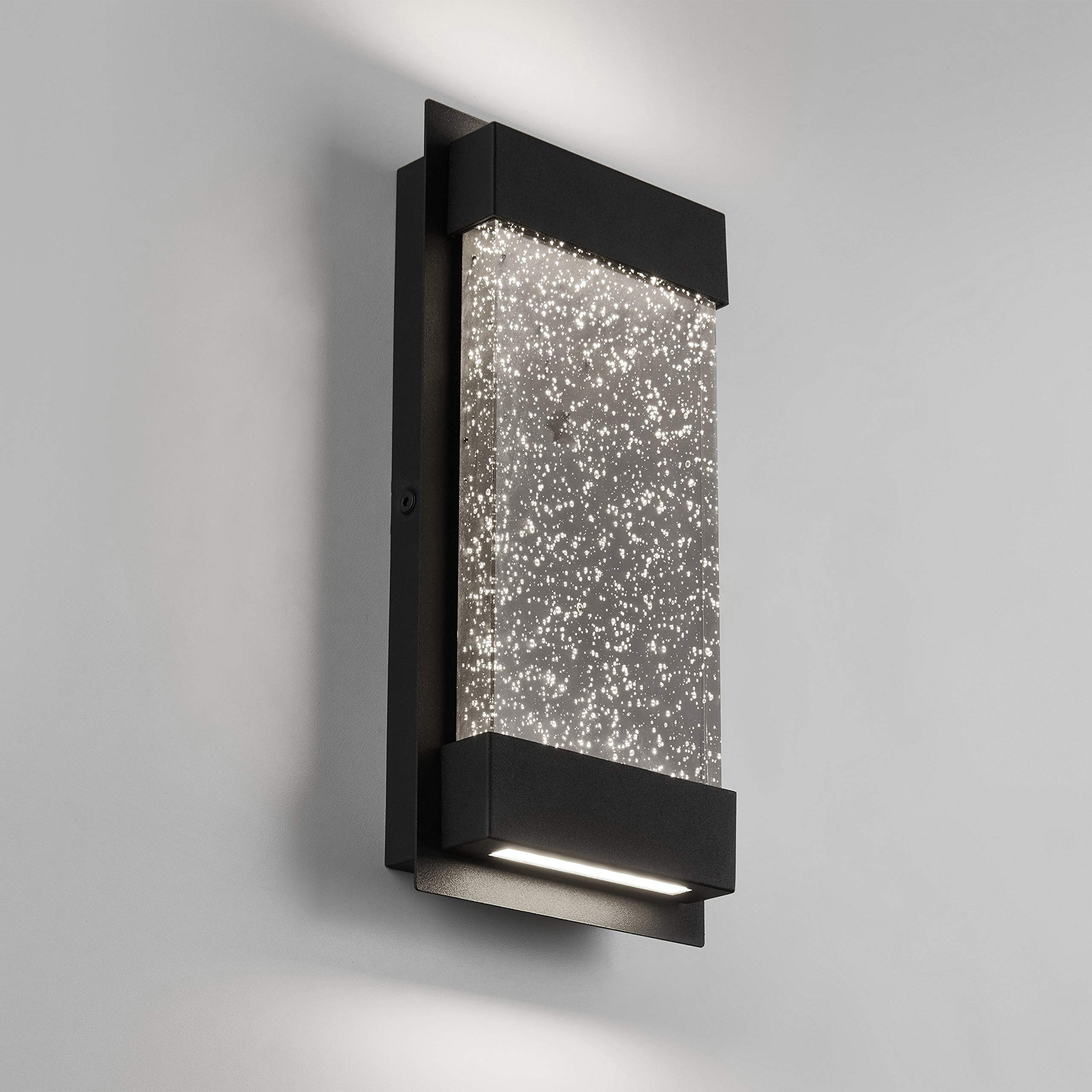 Artika GB390L HDBL Essence Bubble Glow Box LED Porch Sconce Cylinder, 6" Modern Wall Mount Weather Resistant Outdoor Light, Black