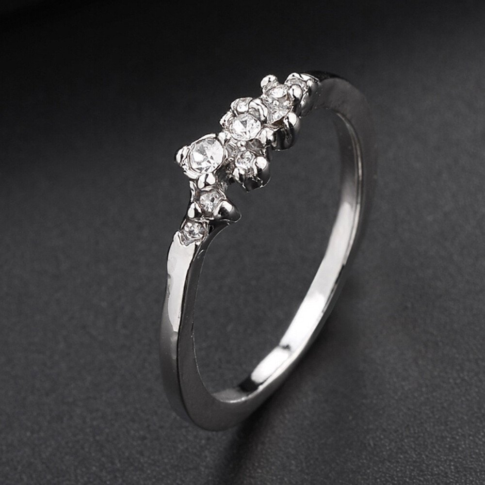 Clearance Ring, Balakie Lady Floral Transparent Diamond Flower Vine Leaf Rings Wedding Gift (Silver, 7)