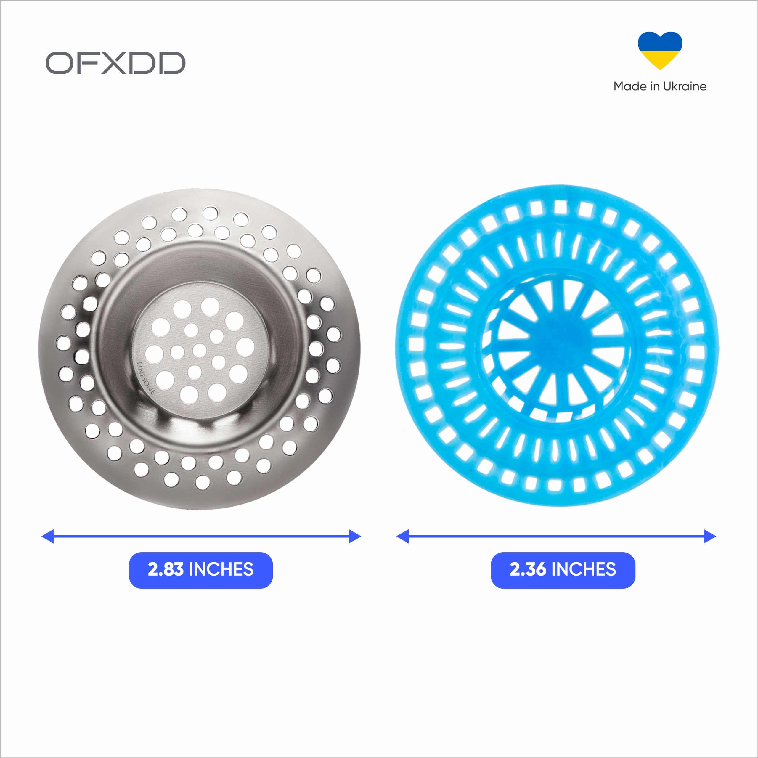 Bathroom Drain Hair Catcher 3 Pcs - Sink Strainers for Kitchen Sink, 2.83 & 2.36 Inches - Hair Drain Catcher Bathtub