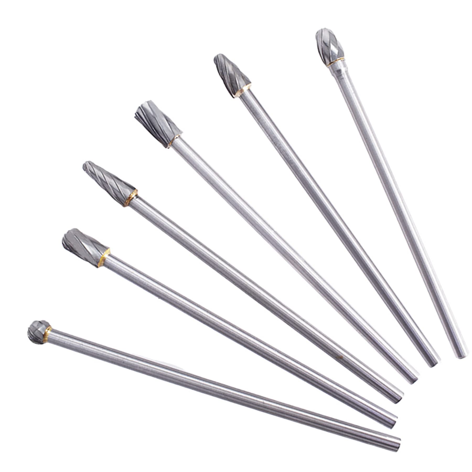 marddpair 6Pcs 6MM(1/4 Inch) Shank 10MM Head 150MM Length Carbide Alloy Rotary Burr Set Fit Rotary Tool for Woodworking, Drilling, Metal Craving, Engraving, Polishing