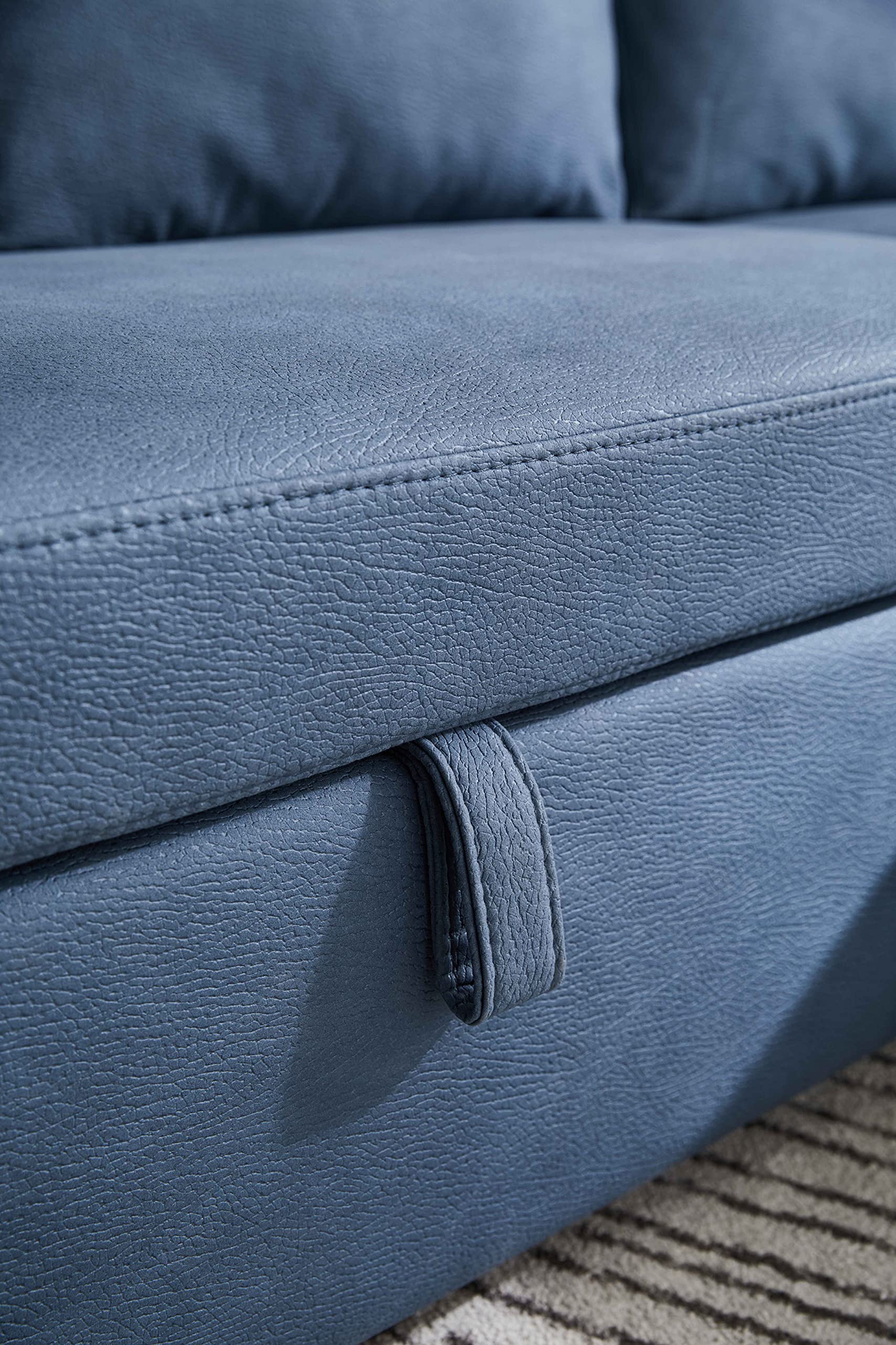 ATY Reversible Sectional Sleeper Sofa with Storage Chaise, L Shape Couch with Pull-Out Bed, Living Room Furniture, 85", Blue