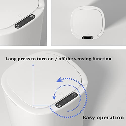 Bathroom Trash Can with Lid, Sapouni 3.2 Gallon Automatic Touchless Infrared Motion Sensor Trash Can Smart Kitchen Trash Can Round Bedroom Garbage Can for Home, Office (3.2 Gal, White)