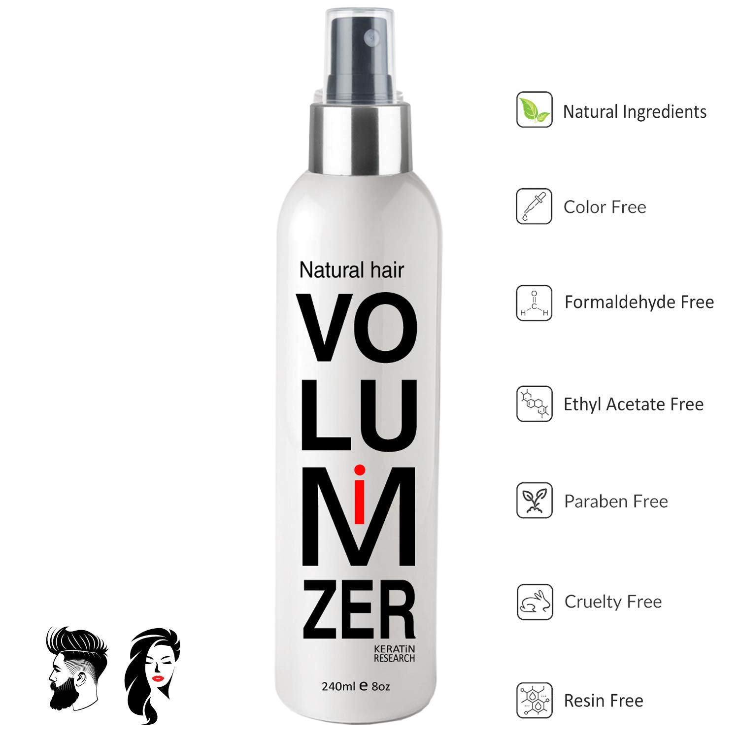 KERATIN RESEARCH Fine Hair Volumizing Spray + Thickener for Women & Men - Instant Natural Lift for Finer Strands, Experts Recommended (120ml)