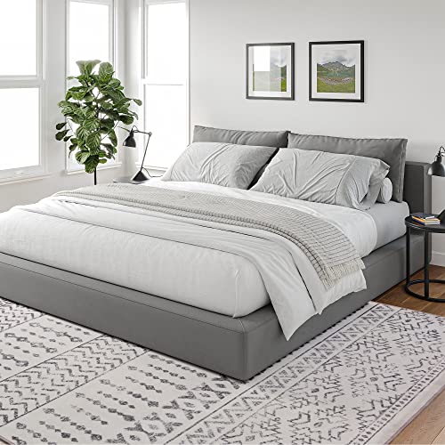 Art&Tuft 3x5 Rug, Super Soft Ultra-Thin Moroccan Washable Rug, Anti-Slip Backing Rugs for Living Room, Foldable Geometric Machine Washable Area Rug(3'x5', Ivory)