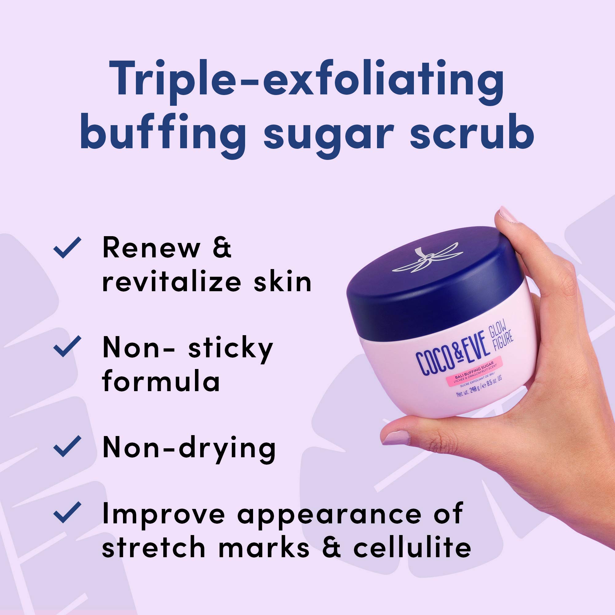 Coco and Eve Glow Figure Bali Buffing Sugar - Exfoliating Body Scrub for Women | Coconut Sugar Scrub (8.5 oz)