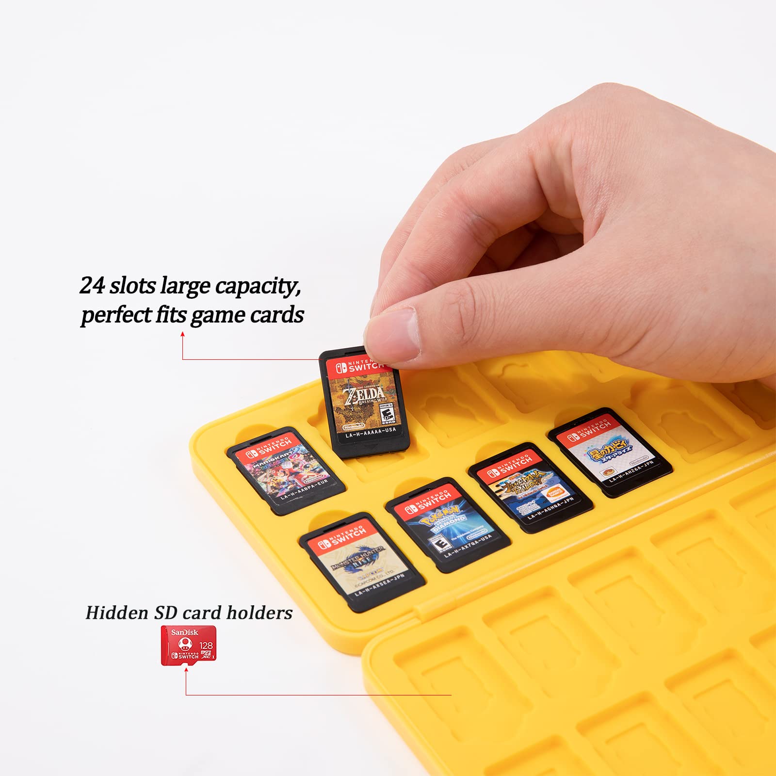 3D Dynamic Game Card Holder Compatible with Nintendo Switch Game Cards, 24 Slots Switch Game Case, Portable Game Storage Box for Travel and Home, Anti-Scratch, Shockproof