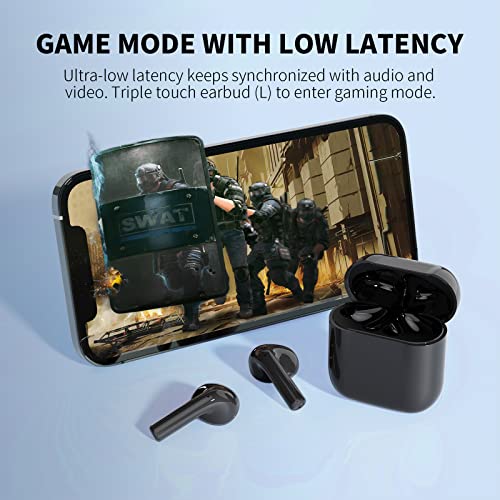 Bluetooth Earbuds, Environmental Noise Cancellation 4 Mic Call Noise Cancelling Ear Buds Stereo Sound Deep Bass Bluetooth Headphones IPX6 Waterproof True Wireless Earbuds for Sport and Working