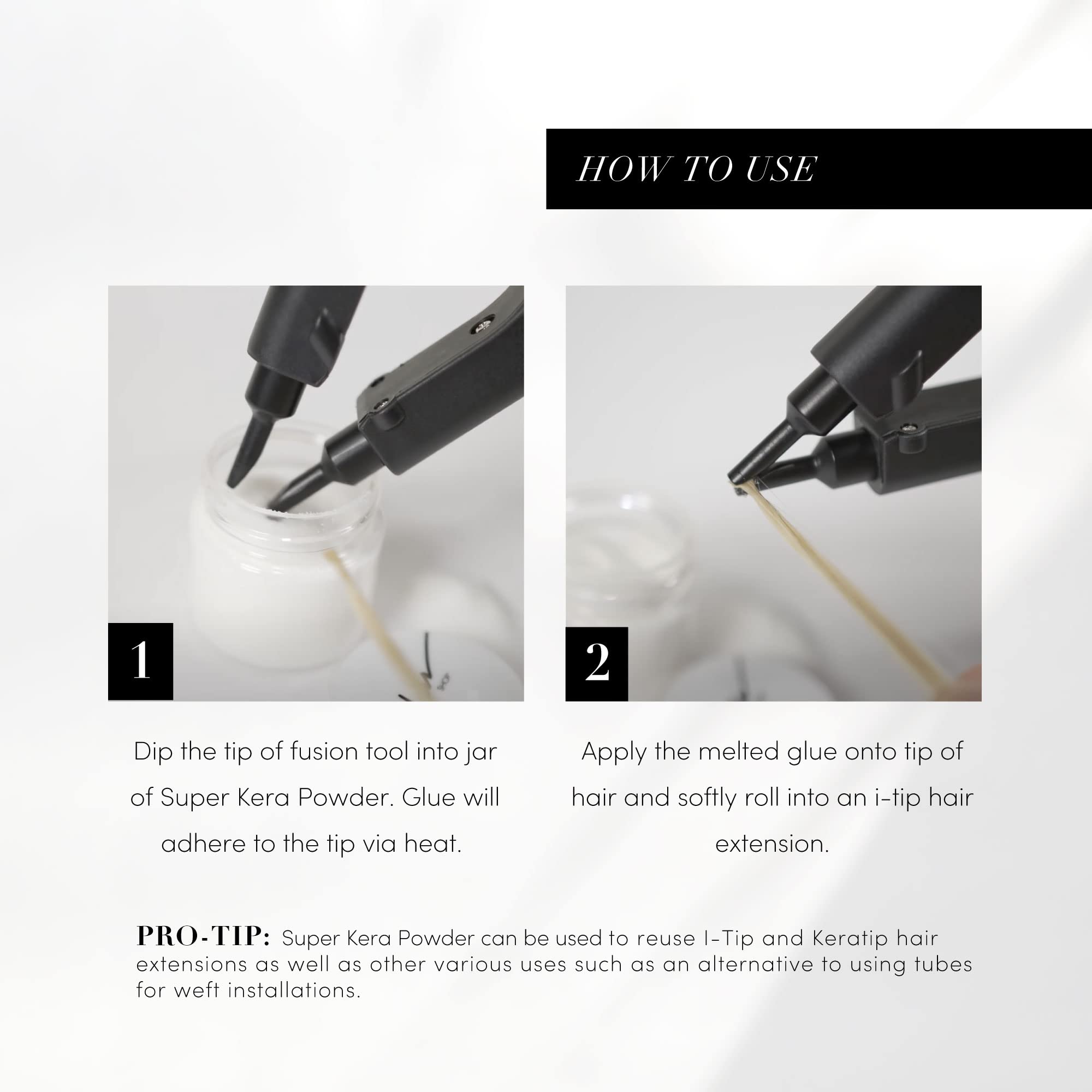 28g Hair Extension Keratin Glue Powder for Hot Fusion, K Tip, U-Tip, I-Tip, Keratip, Shrinkies Extensions Tool for Re-Tipping Hair Extensions for Reuse and Reinstallation