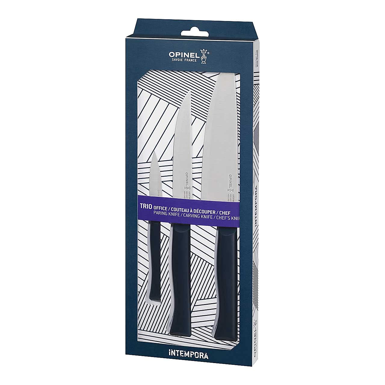 Opinel Intempora Trio Case: 1 Chef Knife + 1 Carving Knife + 1 Patatero Knife 002224