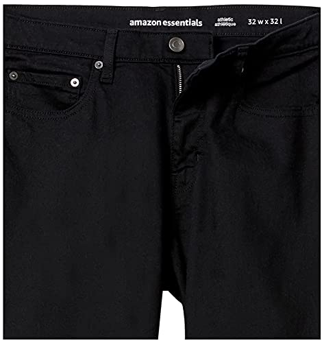 Amazon Essentials Men's Athletic-Fit Stretch Jean, Black, 38W x 32L