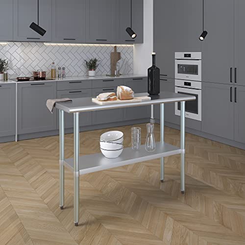 AmGood 18" X 48" Stainless Steel Work Table | Metal Kitchen Food Prep Table | NSF