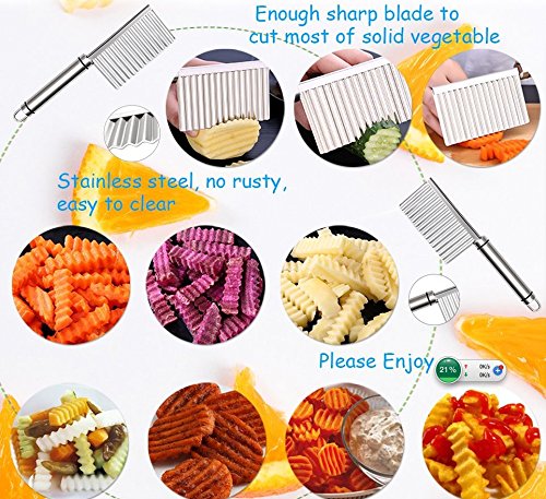 LareinaXXX Potato Wavy Edged Knife Stainless Steel Kitchen Gadget Vegetable Fruit Cutting Peeler Cooking Tool Accessories