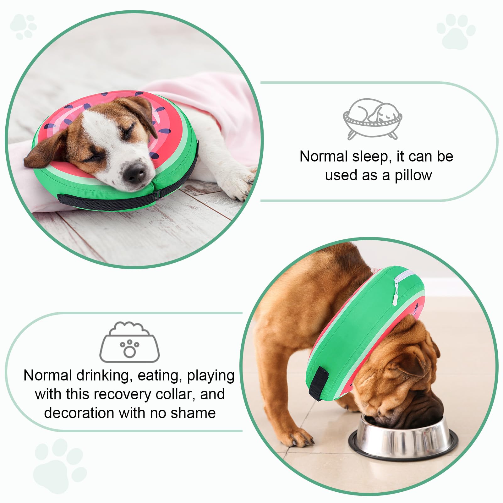 Glittme Dog Donut Collar, Inflatable Dog Cone, Cone for Dogs After Surgery, Soft Dog Cone to Stop Licking, M