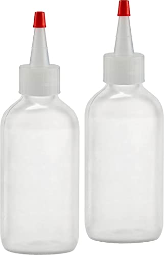 BRIGHTFROM Condiment Squeeze Bottles - 4 OZ Squirt Empty Bottles, Red Top Cap, Leak Proof - Great for Ketchup, Mustard, Syrup, Sauces, Dressing, Oil, Arts and Crafts, BPA-FREE Plastic - Pack of 2
