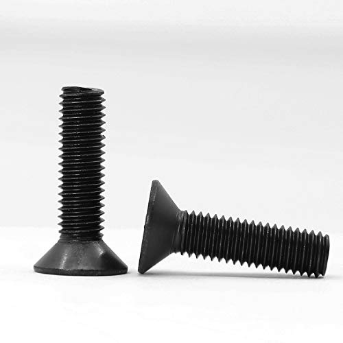 M6-1.0 x 30mm Flat Head Socket Cap Screws, 10.9 Grade Alloy Steel, Allen Socket Drive, Black Oxide Finish, Machine Thread, 50 PCS