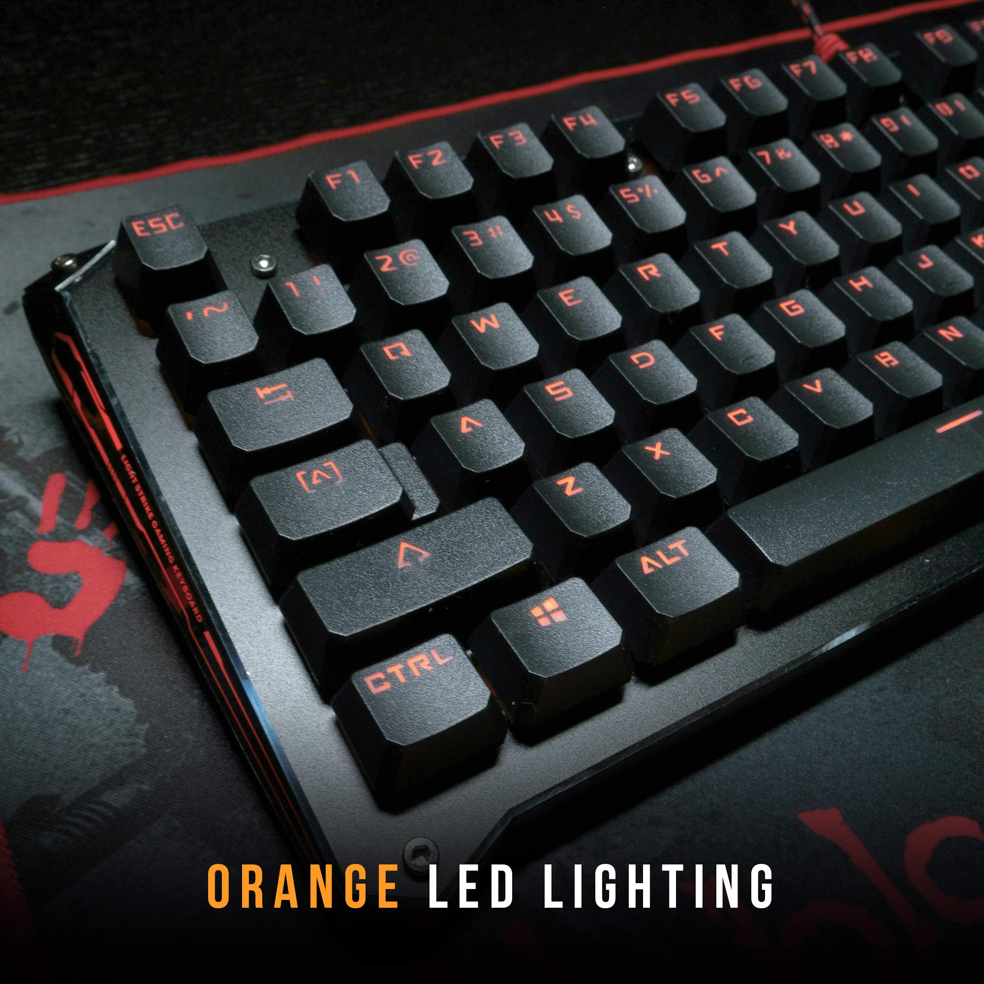 BLOODY B840 Light Strike LK Optical Gaming Keyboard β Orange LED Backlit β LK Blue Tactile Switch - Black