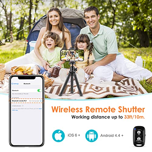 Aureday Phone Tripod, Flexible Cell Phone Tripod Stand with Wireless Remote and Phone Holder, Portable Mini Tripod for iPhone&Android Phone