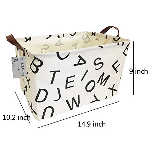 Storage Basket,Nursery Hamper Canvas Laundry Basket Foldable with Waterproof PE Coating Storage for edroom, Closet, Kid's Toys, & Laundry (Alphabet)
